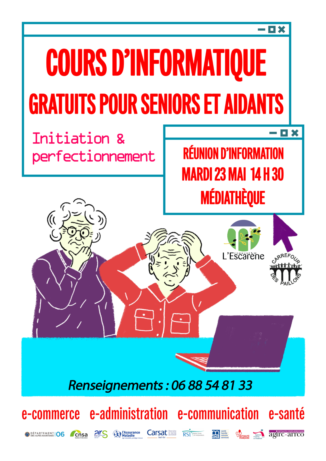 Cours informatique gratuits pour seniors et aidants – L'ESCARENE